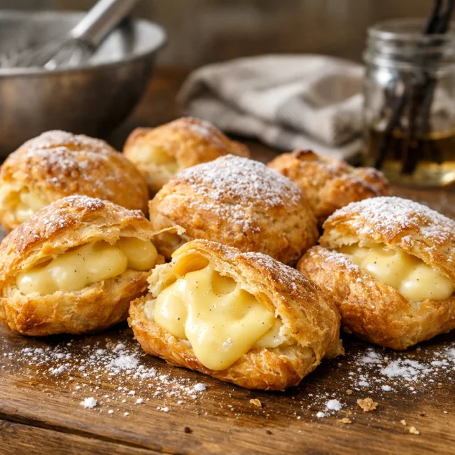Vanilla Custard Filled Pastry Puffs Recipe | ItsOnly.Recipes